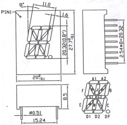 LED de 16 Segmentos Ambar - Common AnodeSeeed Studio